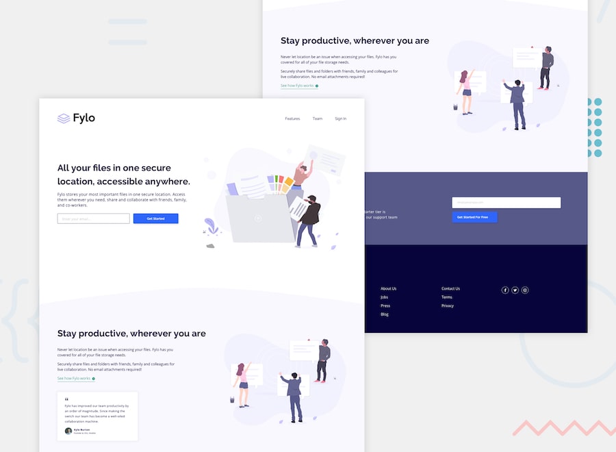 Frontend Mentor - Fylo landing page with two column layout ...